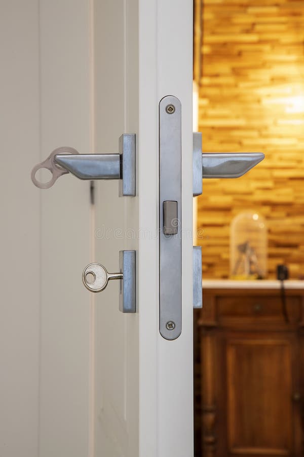Open Interior Door with Handle, and Fitting Stock Image - Image of exit ...