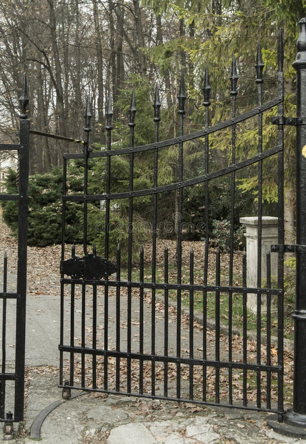 Open Iron Gate at the Entrance on the Ranch Stock Photo - Image of ...