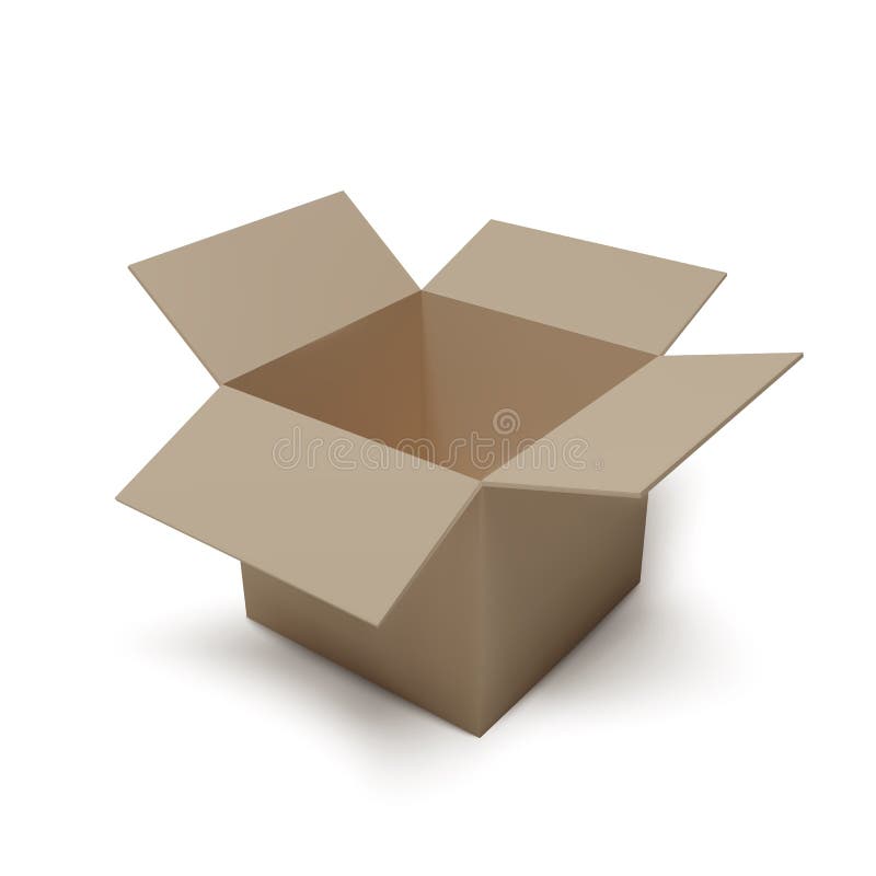 Open Isometric Box. Empty Paper Parcel. Realistic Carton Stock Vector ...