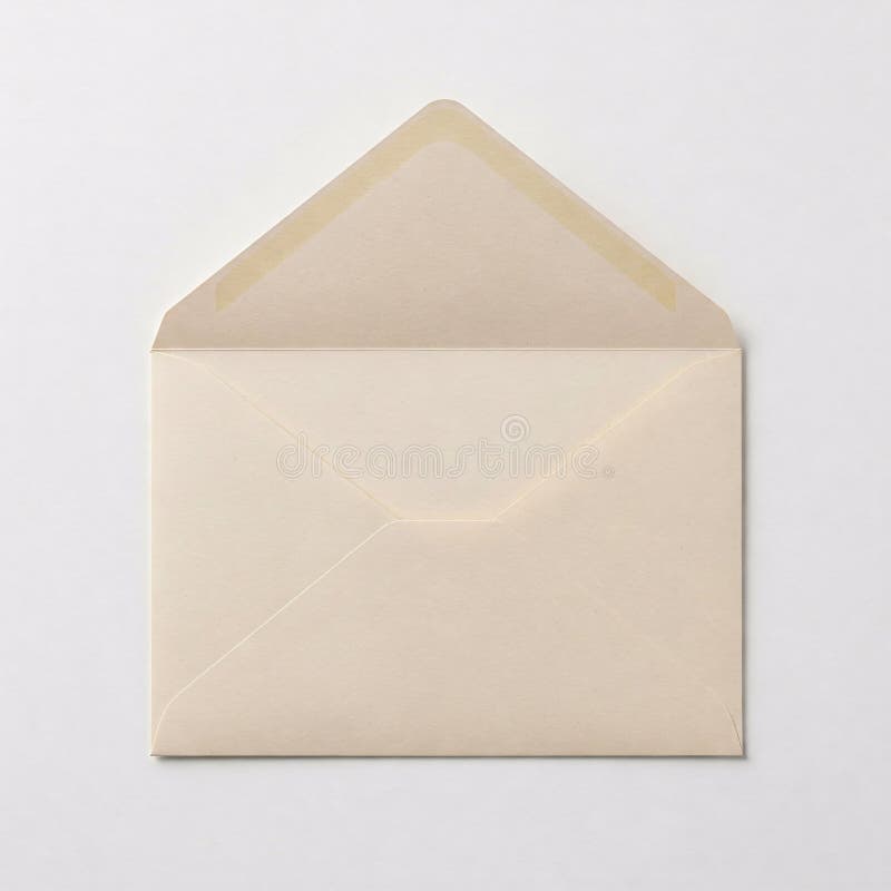 An Open Ivory-colored Square Envelope, Isolated on a White Background ...