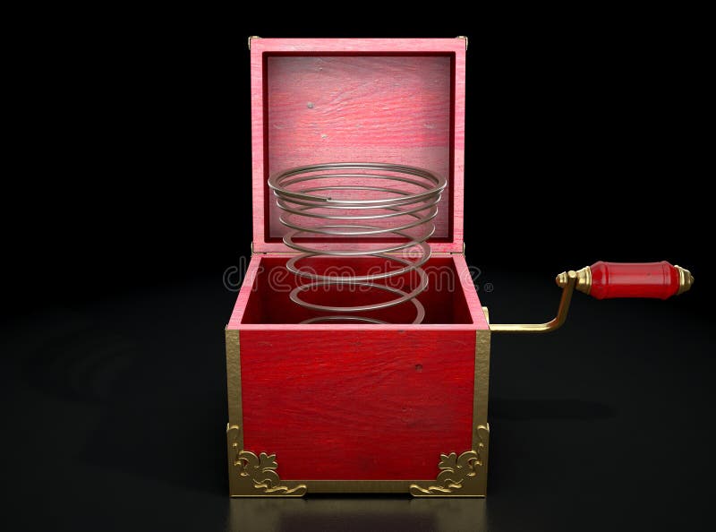 Open Jack-in-the-Box Antique Stock Illustration - Illustration of gift ...