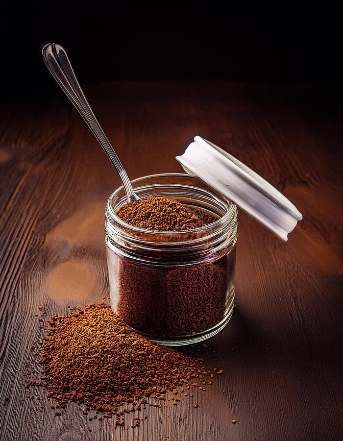 Open Jar with Instant Coffee and a Spoon Stock Illustration ...
