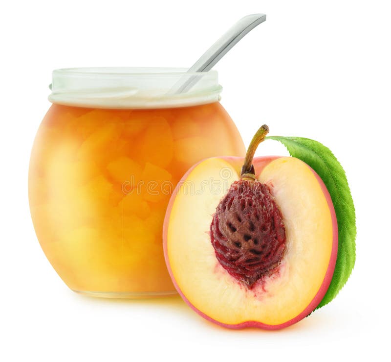 Open jar with peach jam stock photo. Image of food, isolated - 62264084