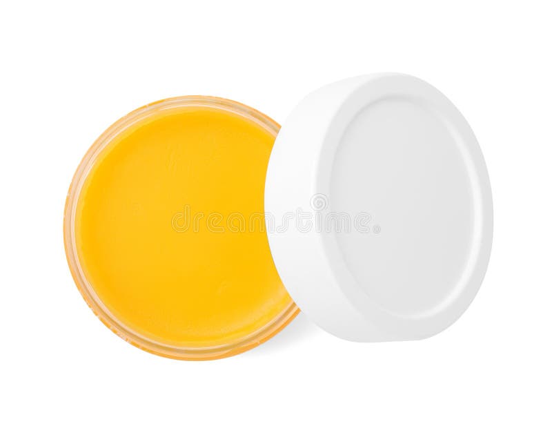 Open Jar of Petrolatum Isolated on White, Top View Stock Photo - Image ...