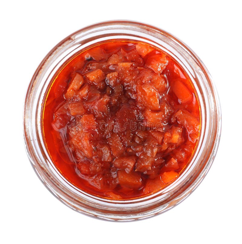 Open Jar with Pickled Vegetables on White, Top View Stock Image - Image ...