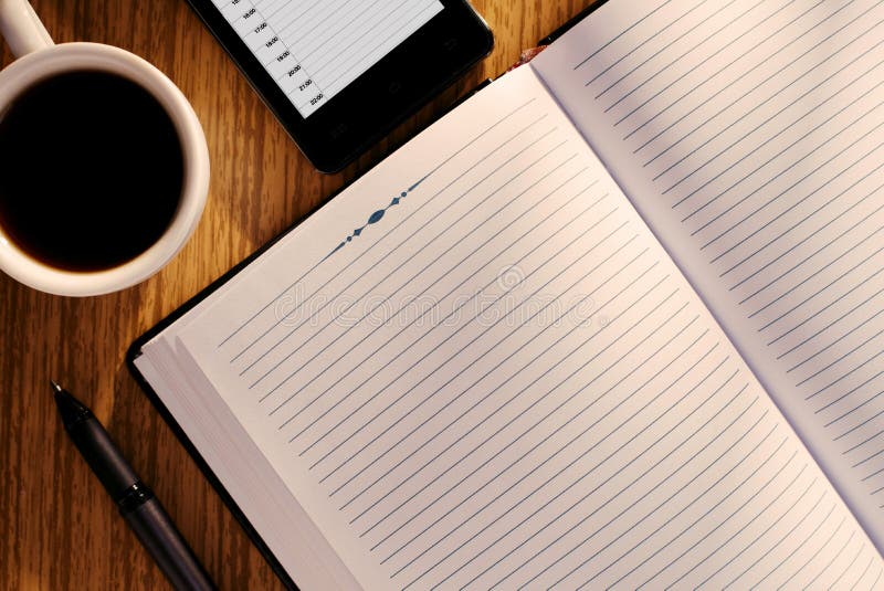 Open Journal or Diary with a Mug of Coffee Stock Photo - Image of ...