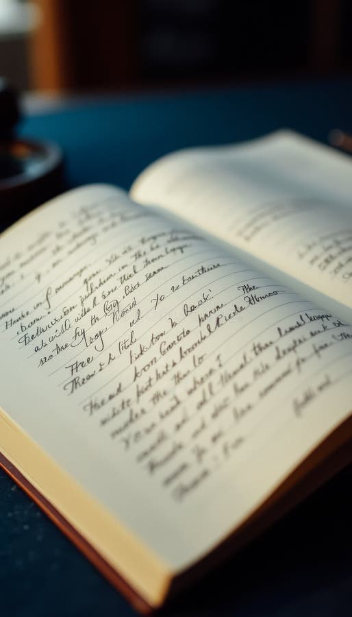 Open Journal with Handwritten Notes Stock Image - Image of diary ...