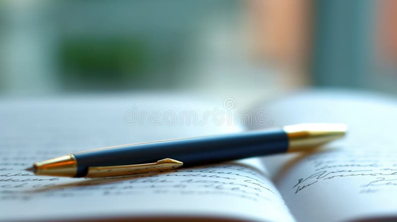 Open Journal with Handwritten Notes and a Pen Stock Photo - Image of ...