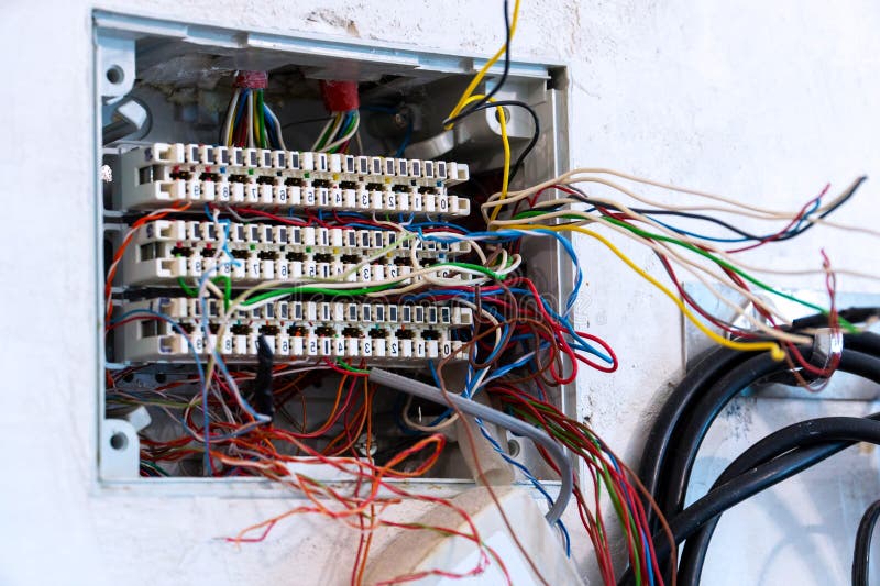 Open Junction Box Prepared for Mounting and Connecting Telephone and ...