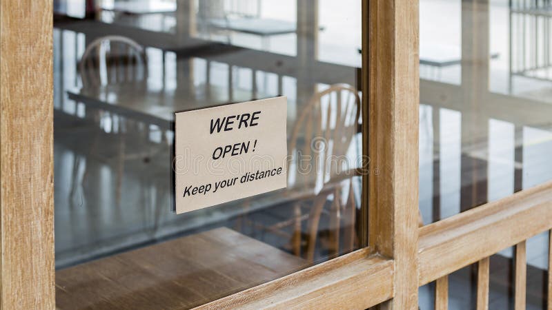 We are Open Keep Distance during Covid Situation. Stock Photo - Image ...