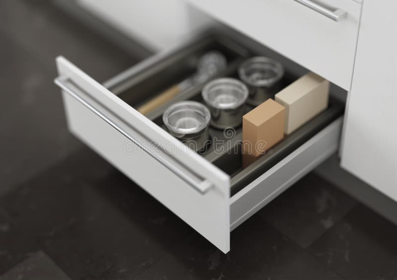 Open Kitchen Drawer with Cooking Utensils. Storage and Organization of ...