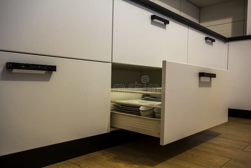Open Kitchen Drawer with Plates Inside, a Smart Solution for Kitchen ...