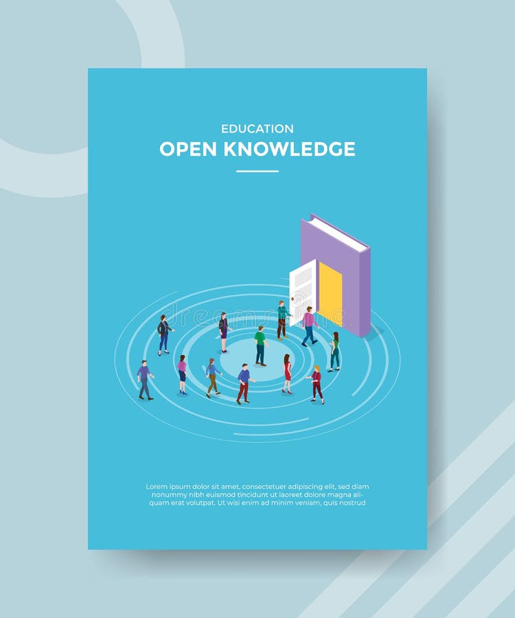 Open Knowledge Concept for Template Banner and Flyer with Isometric ...