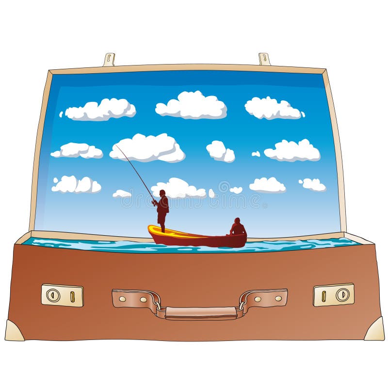 Open koffer (vector) vector illustratie. Illustration of excursie ...