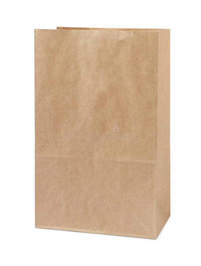 Open Kraft Paper Bag Isolated on White Stock Photo - Image of business ...