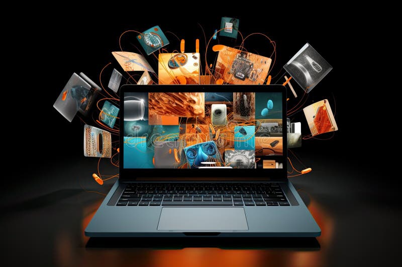 Open laptop with apps stock photo. Image of creativity - 298985062
