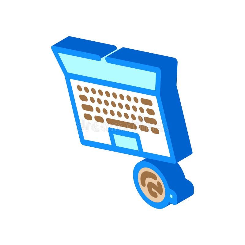 Open Laptop Coffee Cup Isometric Icon Vector Illustration Stock Vector ...