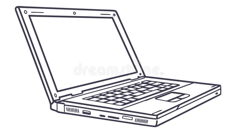 Open Laptop Computer, Angled View, Digital Productivity, Vector Design ...