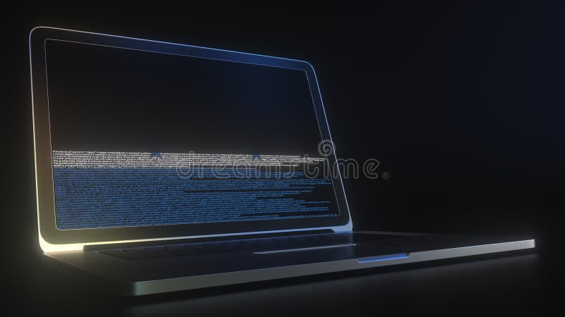 Open Laptop and Computer Code on the Screen Composing Flag of Honduras ...