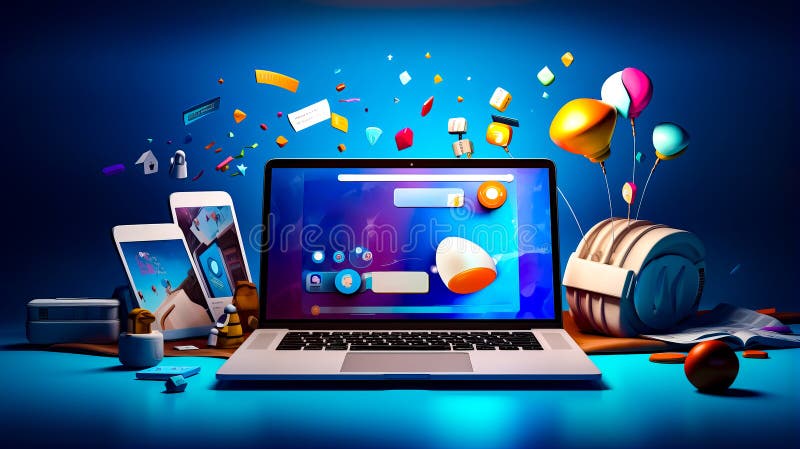 Open Laptop Computer Sitting on Top of Desk Next To Cell Phone ...