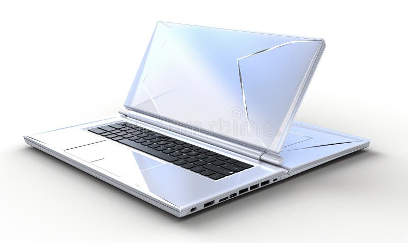 Photo of an Open Laptop Computer on a Table Stock Illustration ...