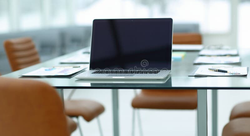 Open Laptop on the Desk of a Businessman Stock Photo - Image of ...
