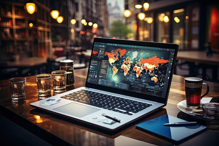 Open Laptop on the Desk in the Office, Workflow on the Computer ...