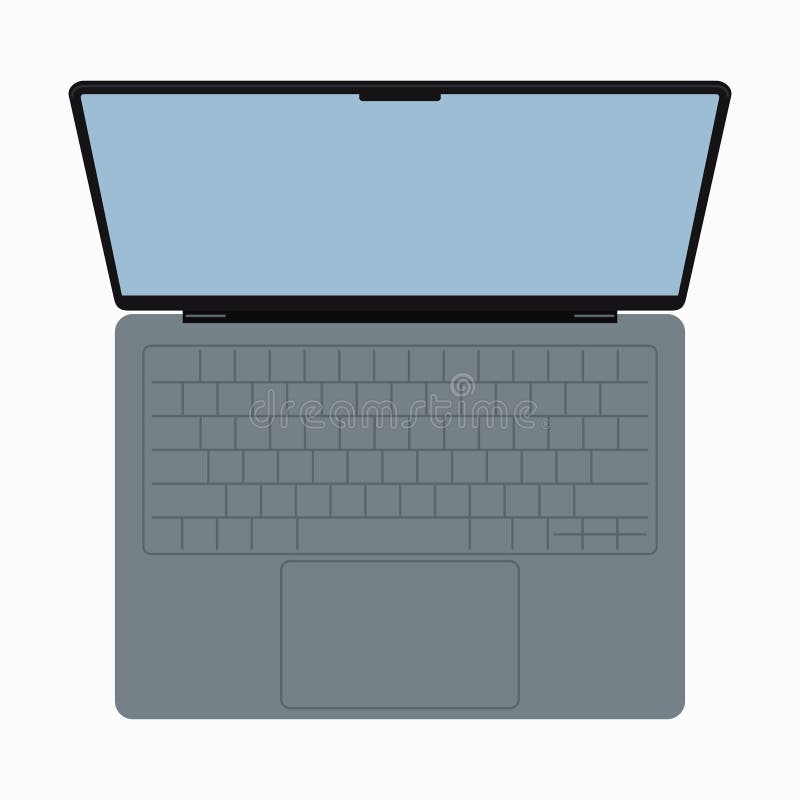Open Laptop with Display and Keyboard Top View Stock Vector ...