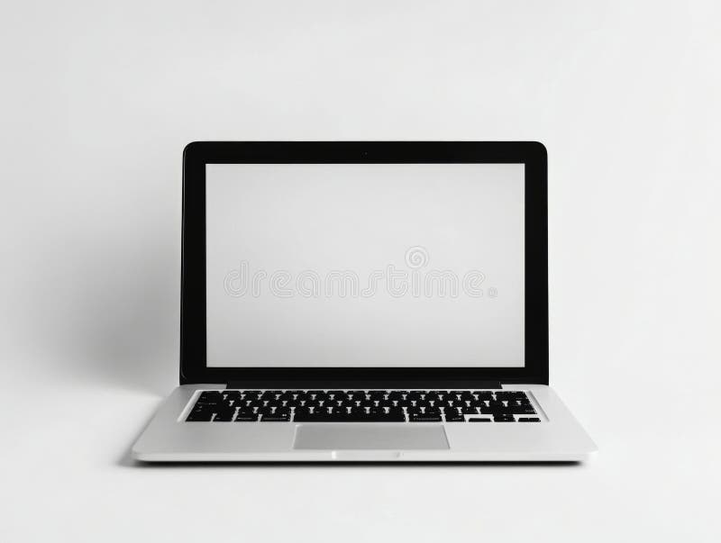 Open Laptop Displaying Blank Screen Clean White Background Stock Photos ...