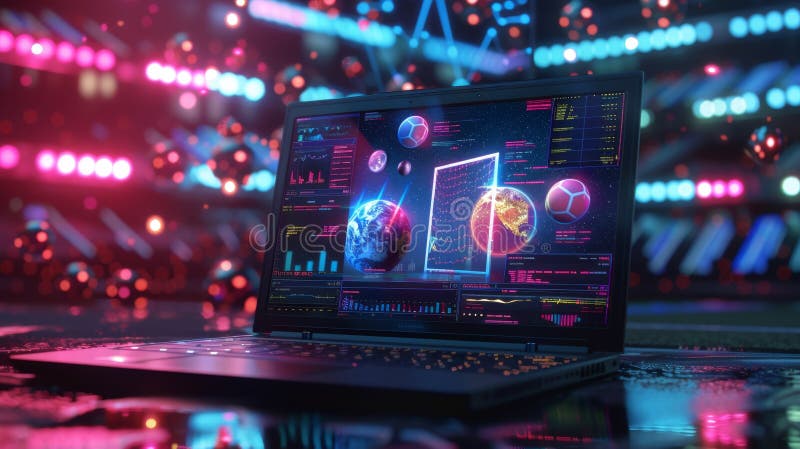 The Futuristic Data Laptop.AI Generated Image Stock Photo - Image of ...