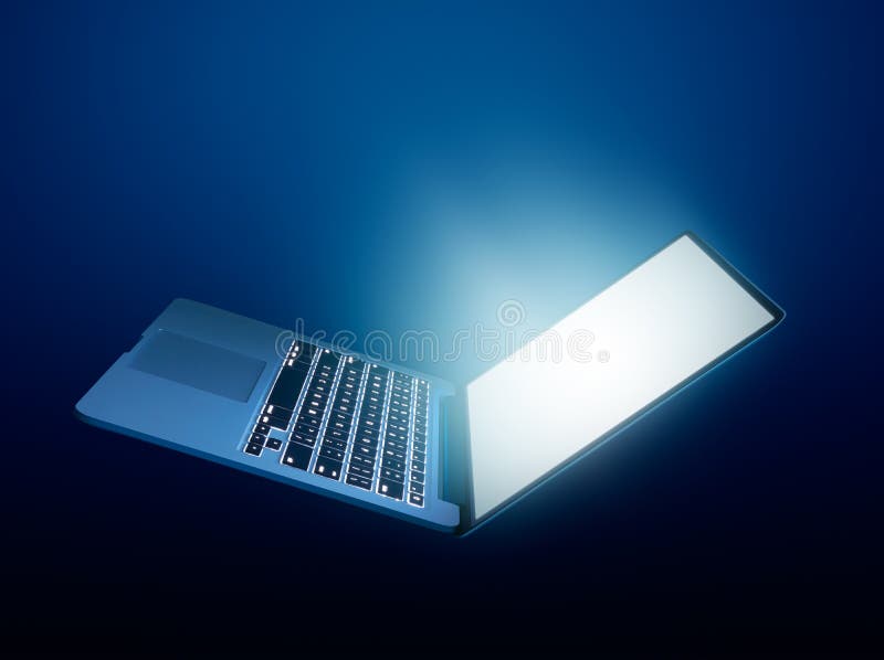 Glowing laptop stock image. Image of data, computer, front - 47909867