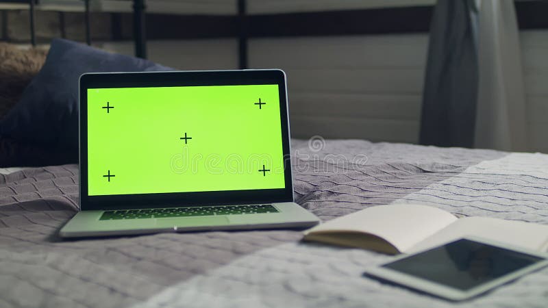 Green Screen Laptop. Tracking Marker on the Computer Monitor Stock ...