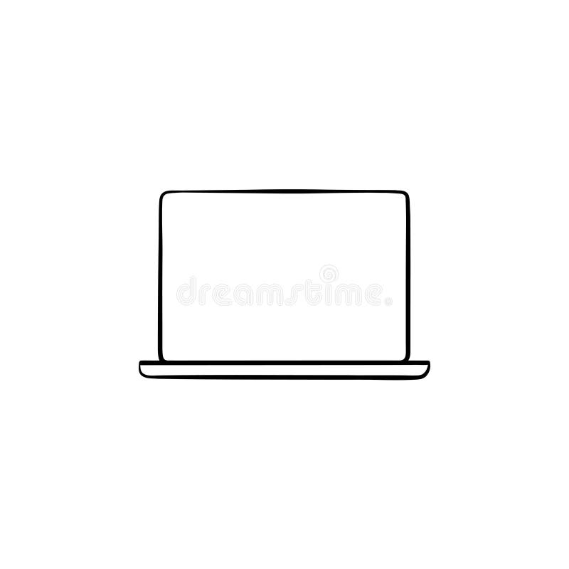 Open Laptop Hand Drawn Outline Doodle Icon. Stock Vector - Illustration ...