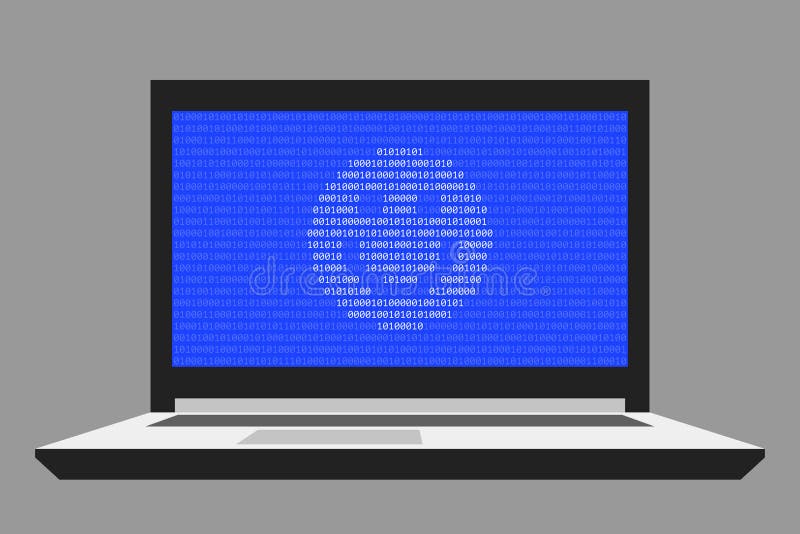 Open Laptop with Happy Smiling Face Icon Made from Binary Symbols Stock ...