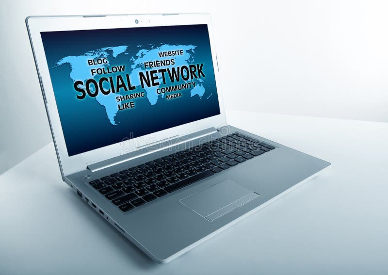 Open Laptop with Internet Connection Stock Photo - Image of contact ...