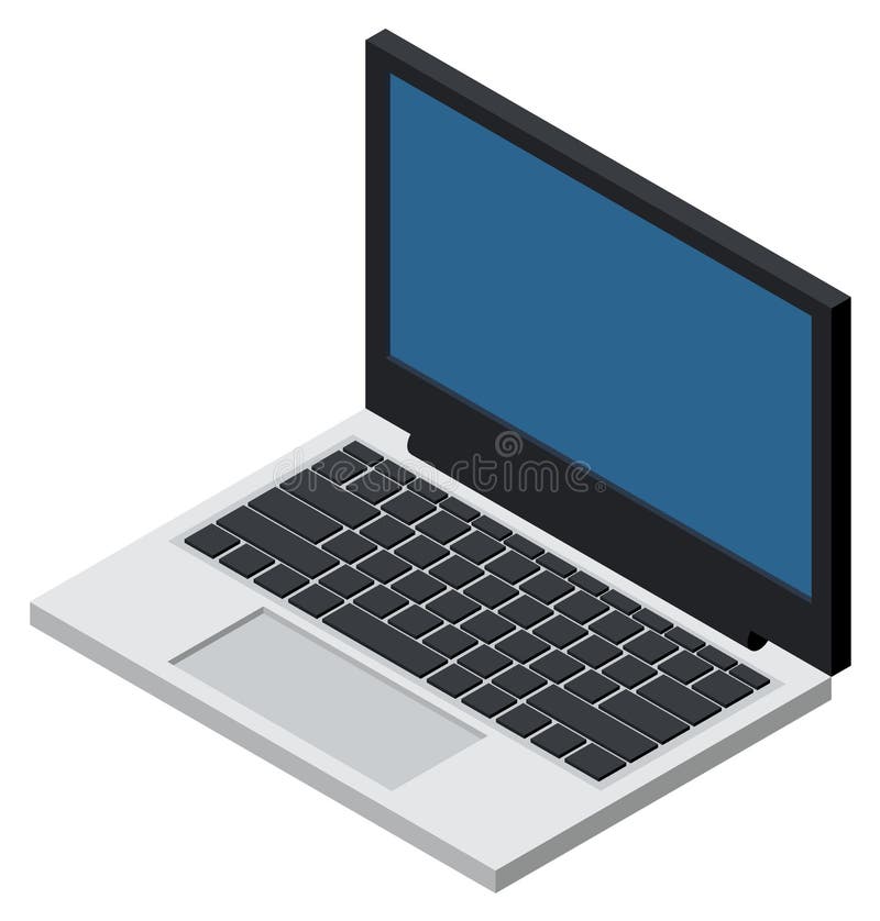 Open Laptop Isometric Icon Isolated on White Stock Vector ...