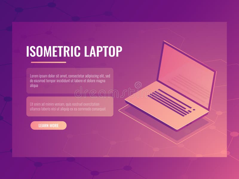 Open Laptop Isometric Vector, Banner of Computer Digital Technology ...