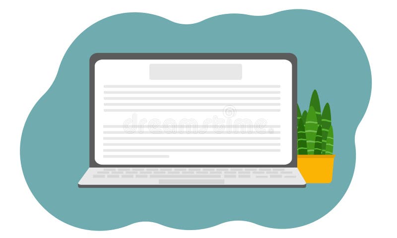 Open Laptop with Keyboard. There is Text on the Screen. Text Writing ...