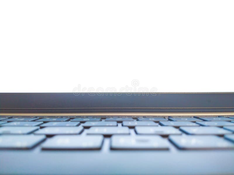 Open Laptop with Keyboard and White Blank Screen with Space for Ad Text ...