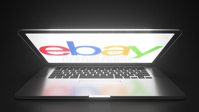 Open Laptop with Logo of EBAY on the Screen. Editorial Conceptual 3d ...