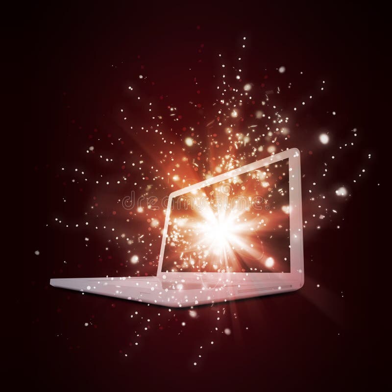 Open Laptop With Shining Screen Icon In Different Style Vector ...