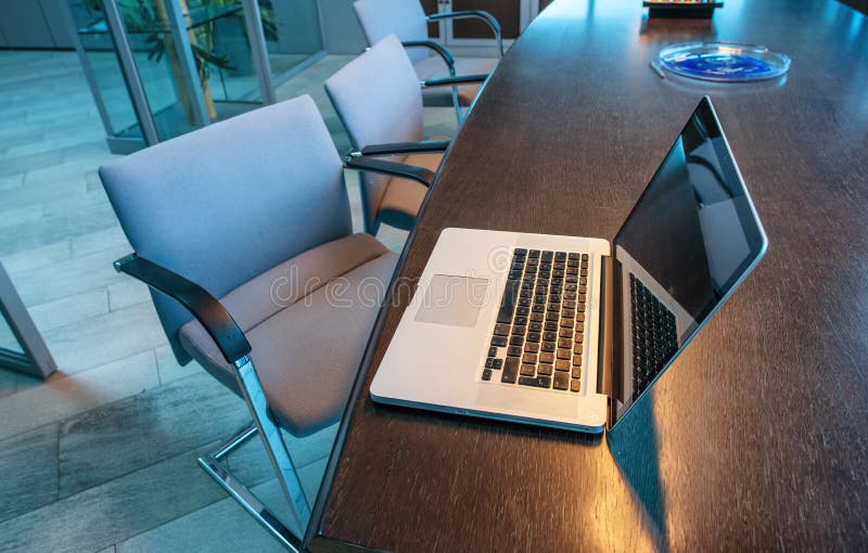 Open Laptop on a Modern Office Table. Business Concept Stock Photo ...