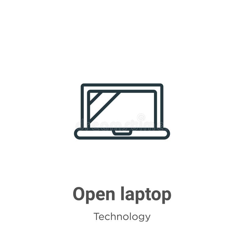 Open Laptop Outline Vector Icon. Thin Line Black Open Laptop Icon, Flat ...