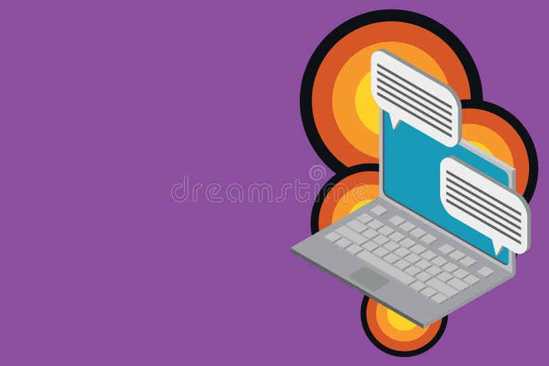 Open Laptop Receiving Messages. Portable Computer Sending Information ...