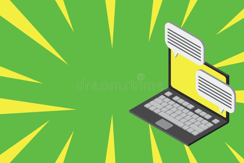 Open Laptop Receiving Messages. Portable Computer Sending Information ...