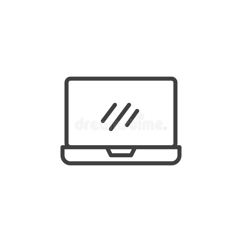 Open Laptop Screen Line Icon Stock Vector - Illustration of front, thin ...