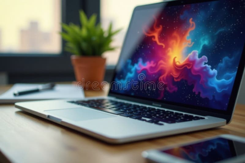 Open Laptop, Tablet, Smartphone Closeup Modern Tech Workspace , Flatlay ...