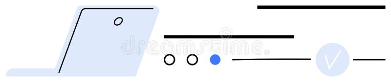 Open Laptop with Three Lines, Three Circles, and Check Mark ...