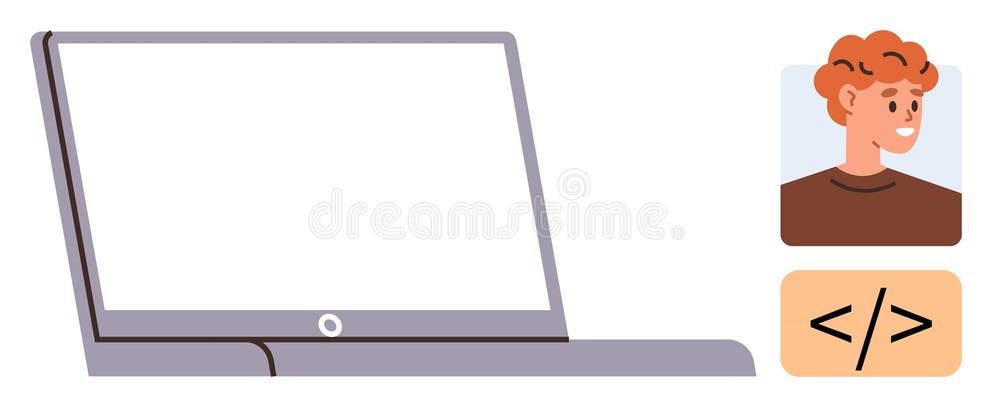 Programmer Using Laptop for Coding and Development with User Avatar and ...