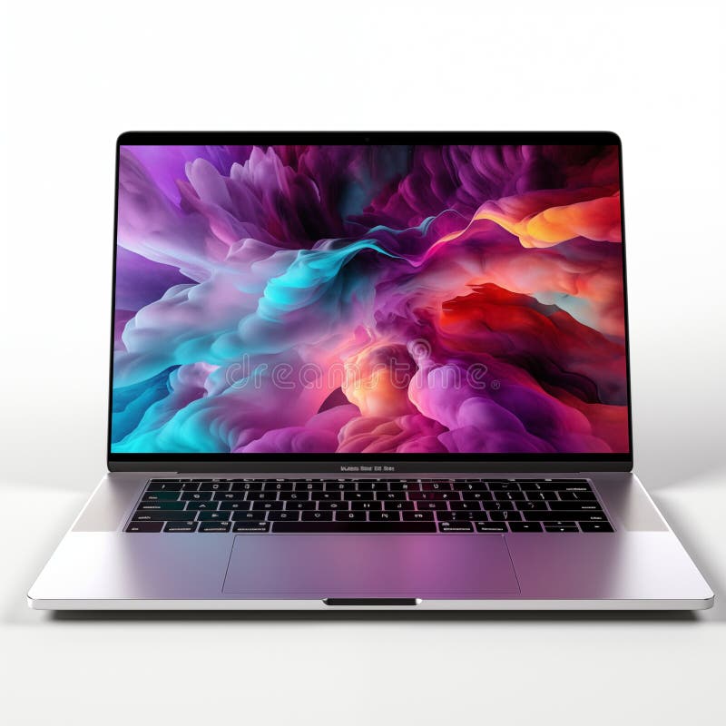 Open Laptop with Vibrant Abstract Wallpaper on Screen Stock ...